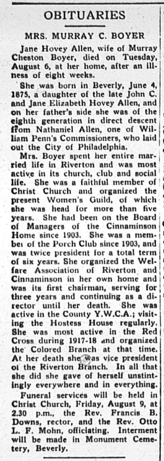 Jane Allen Boyer – Historical Society of Riverton