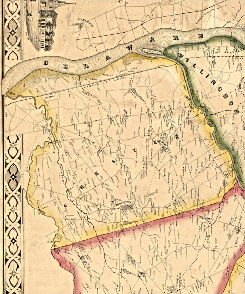 Chester Twp detail, Map of Burlington County, Otley and Whiteford, 1849 ...
